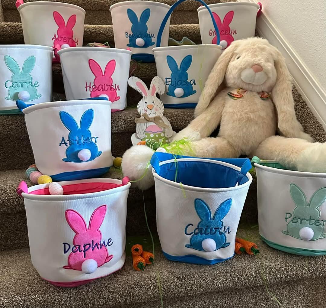Personalized Embroidered Easter Baskets - Etsy