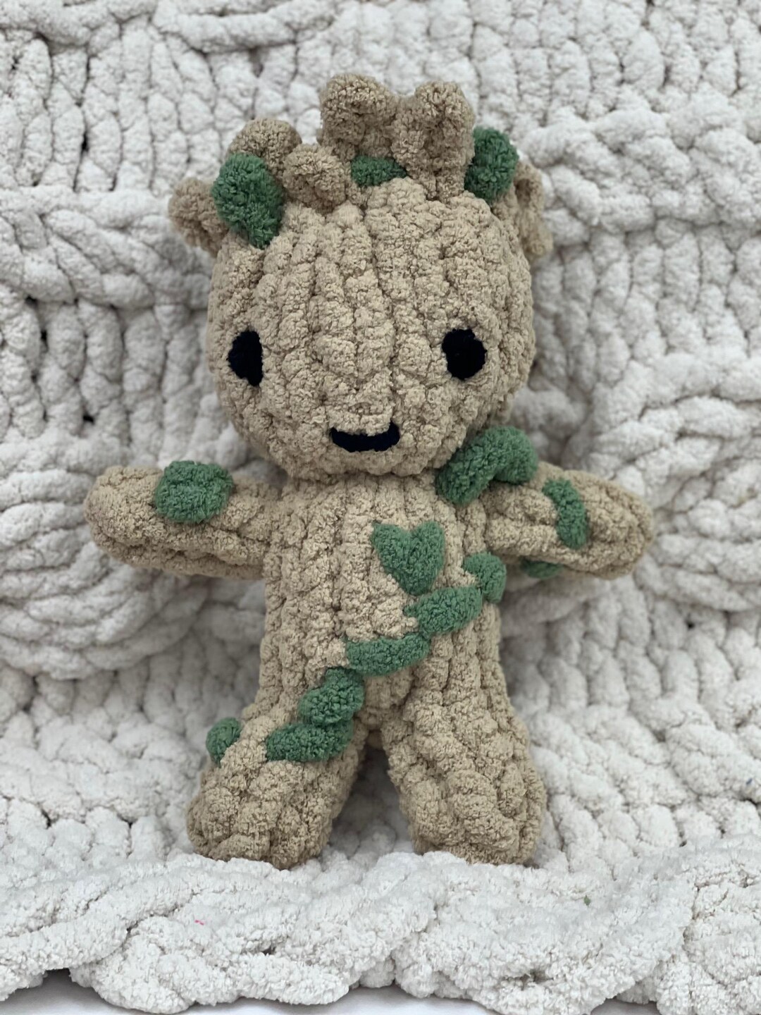 Adorable Baby Groot Plushie Handmade, Finger Knit With Super Soft ...