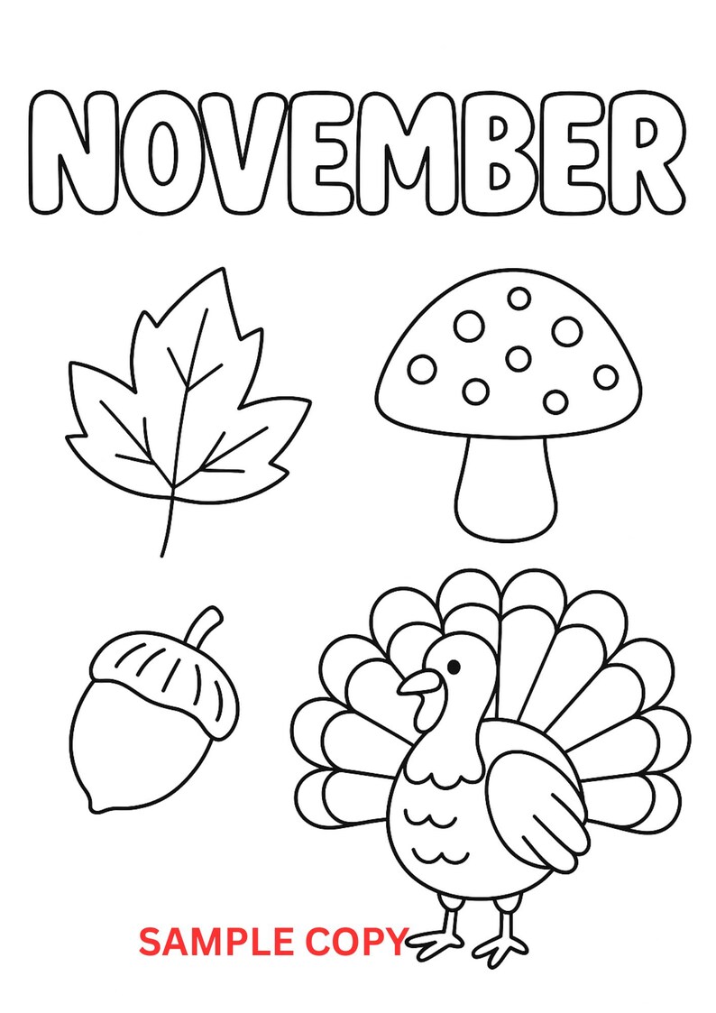 November Coloring Pages Bundle | Fall & Thanksgiving Printable Activity ...