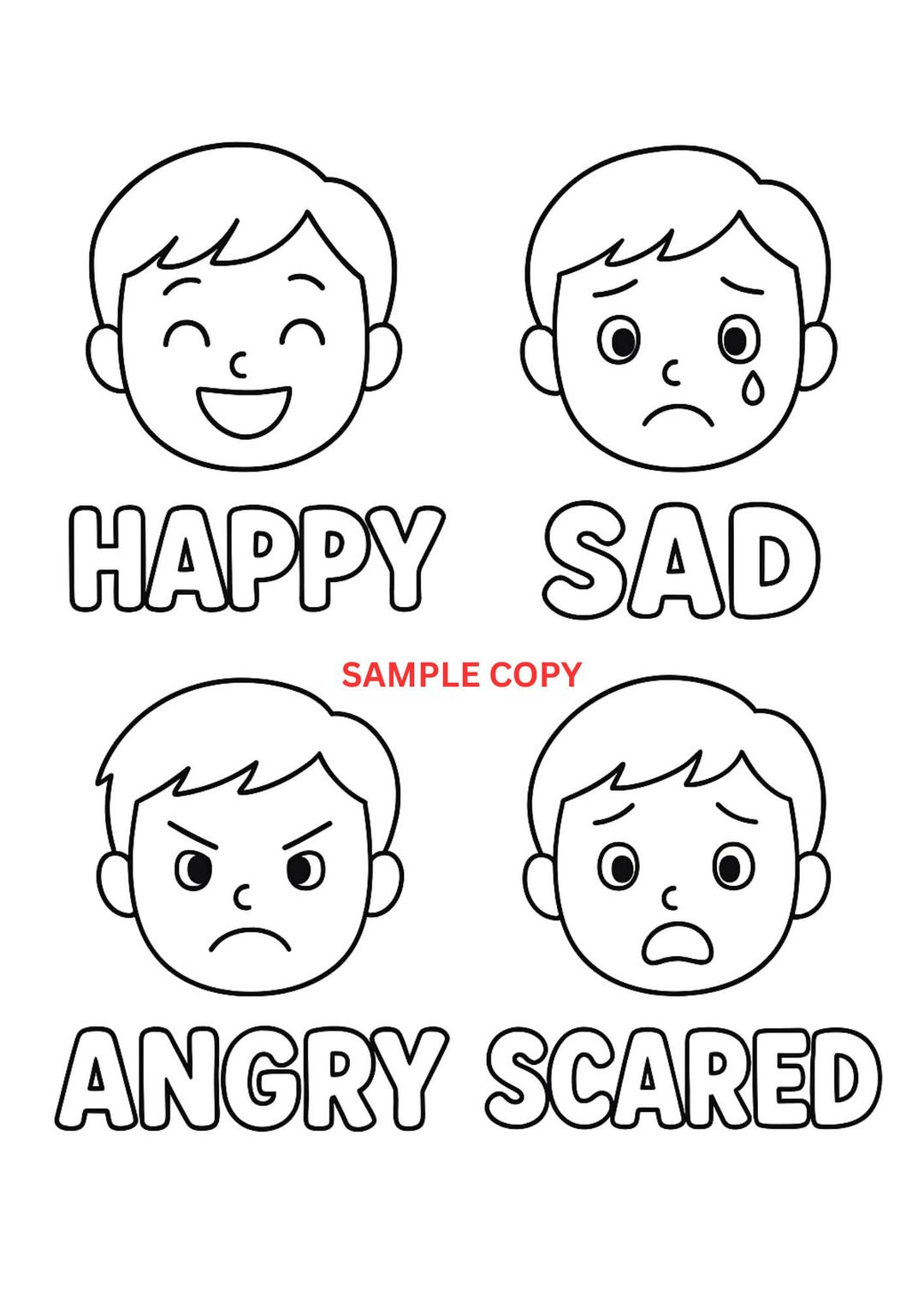 Preschool Emotions Coloring Pages | Feelings and SEL Printable ...