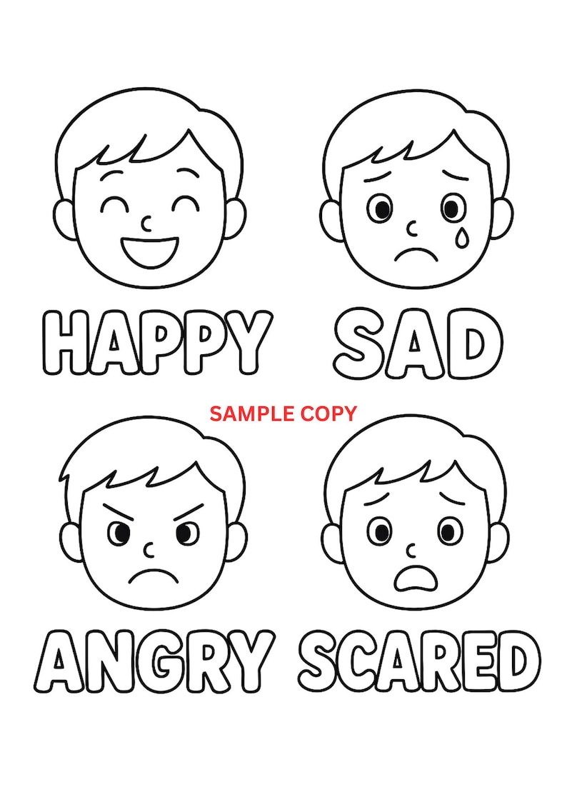Preschool Emotions Coloring Pages | Feelings and SEL Printable ...