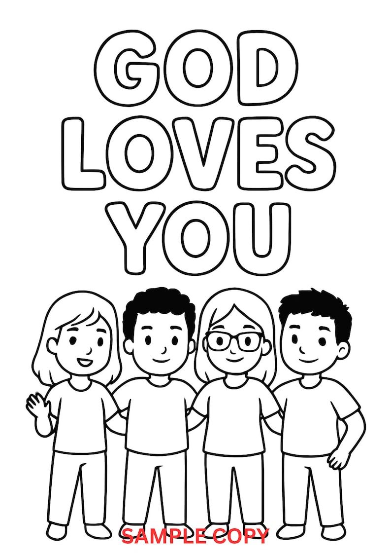 God Loves You Coloring Pages | Christian Printable for Kids | Bible ...