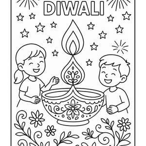 Diwali Coloring Pages – 2 Page Printable PDF | Instant Download ...