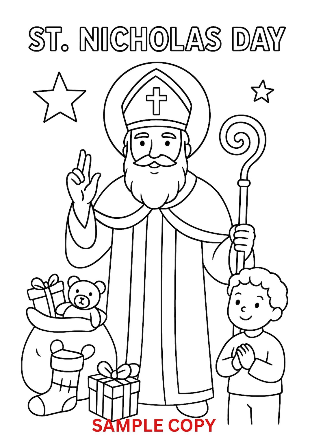Saint Nicholas Day Colouring Pages – 2-page Printable Kids Activity ...