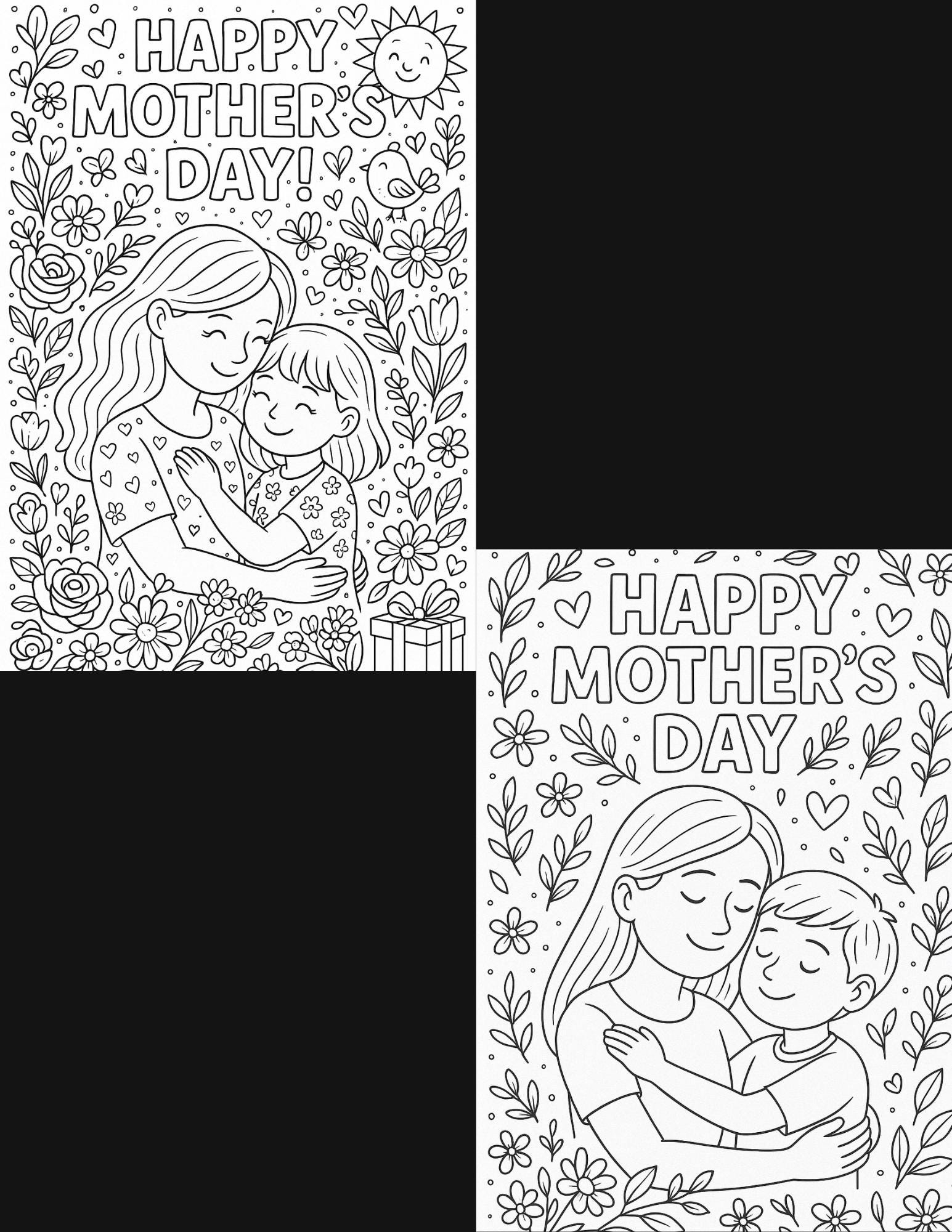 Mother’s Day Coloring Pages for Kids | Mom and Daughter, Mom and Son ...