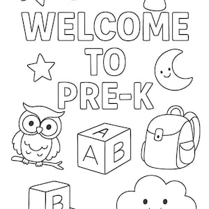 Welcome to Pre-k Coloring Pages | 2 Page Printable Bundle | First Day ...