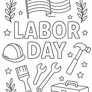 Labor Day Coloring Pages for Kids - 3 Page Printable PDF Bundle - Fun ...