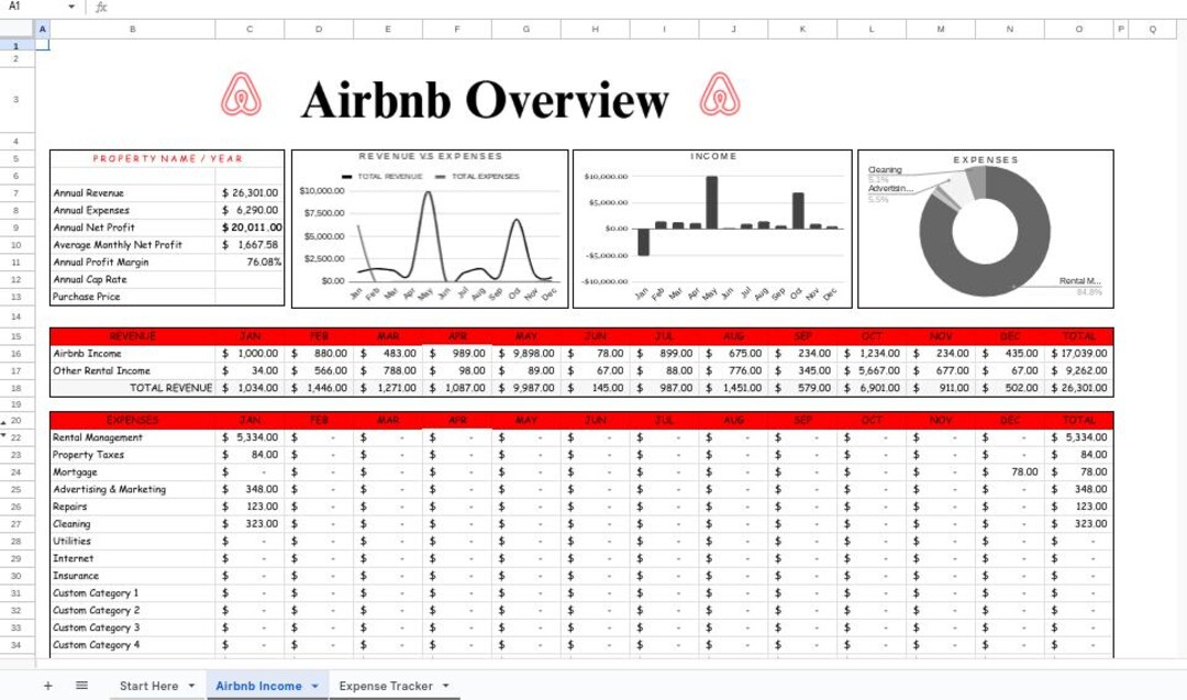 Airbnb Income and Expenses Tracker - Track All Your Airbnb Business - Etsy