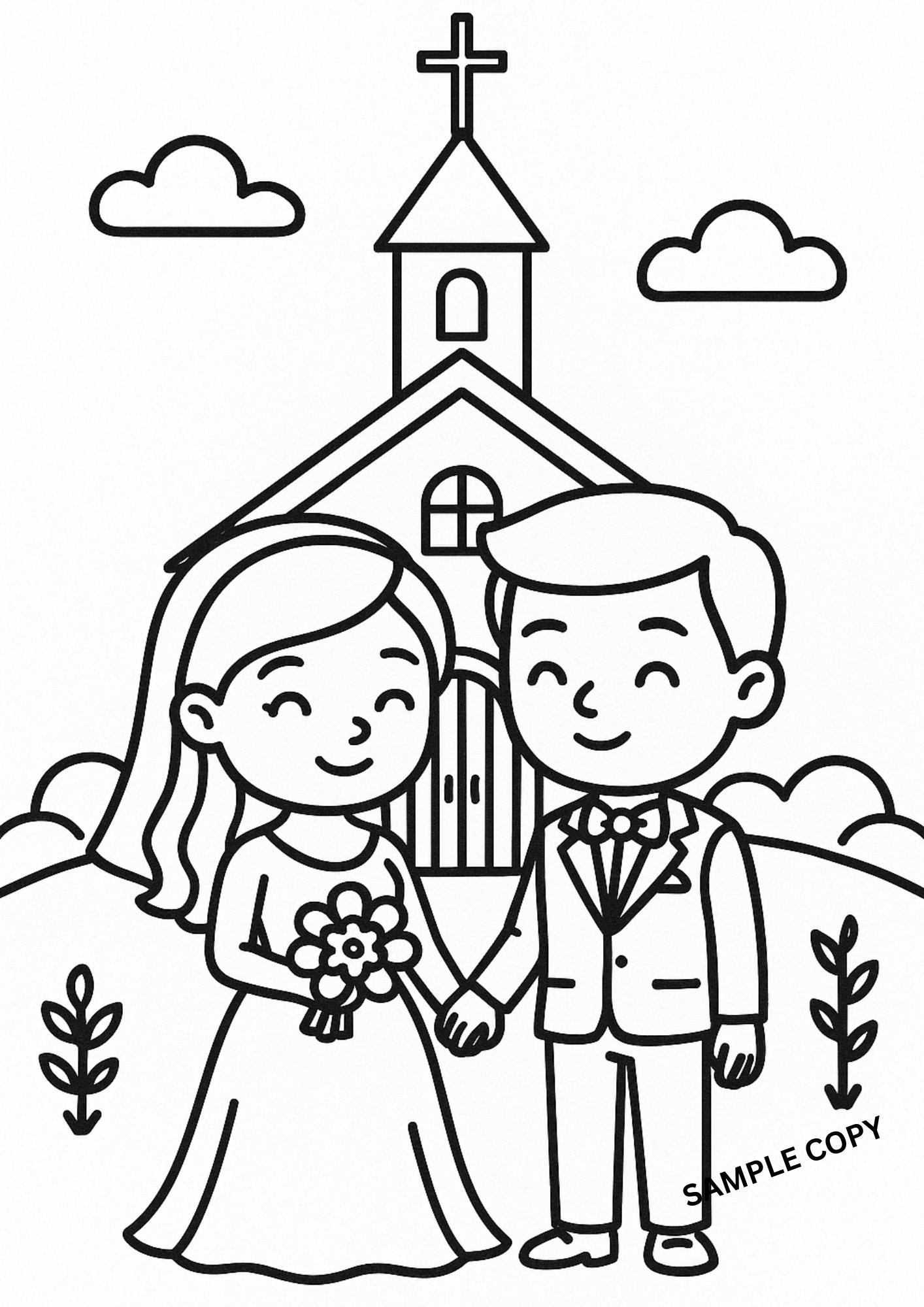 Wedding Coloring Pages for Kids – 4 Page Printable PDF Bundle - Etsy