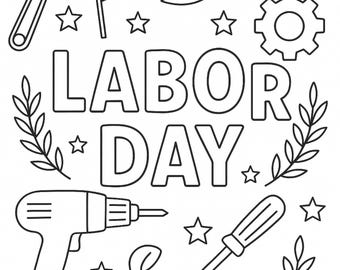 Labor Day Coloring Page Printable - Etsy