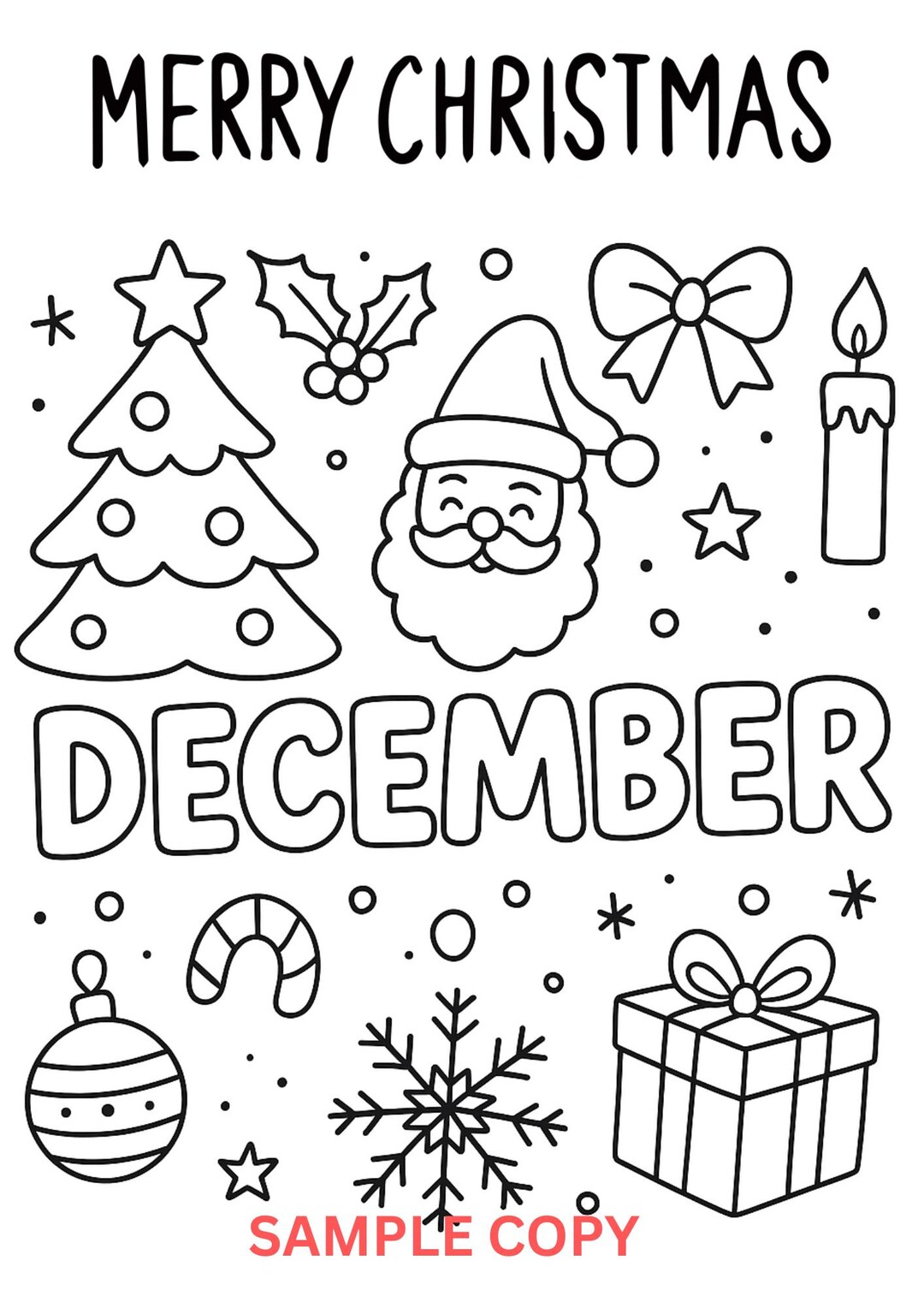 December Coloring Pages Bundle | Christmas Holiday Coloring Sheets ...