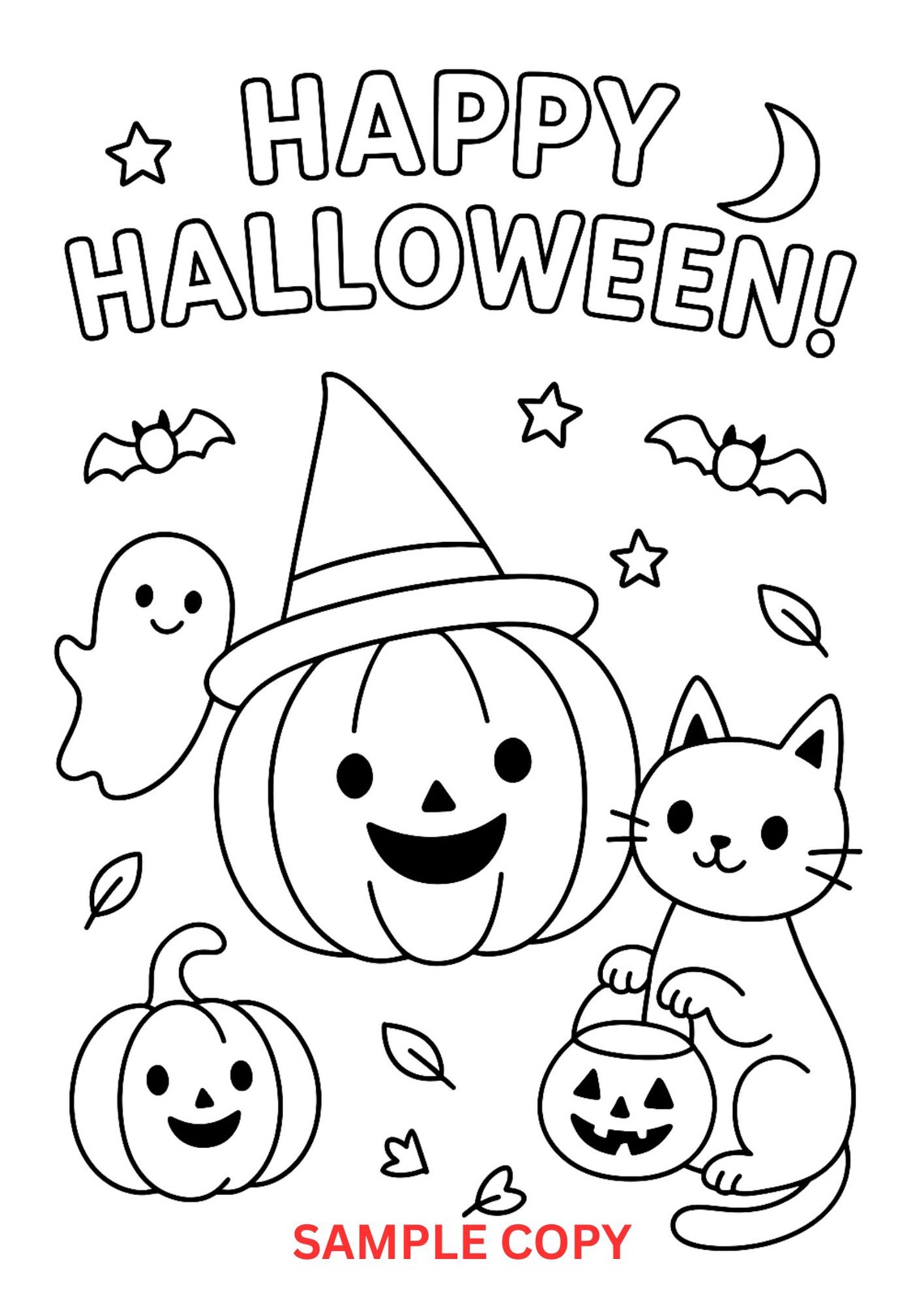 Preschool Halloween Coloring Pages Bundle 2 Cute Non-scary Witch ...