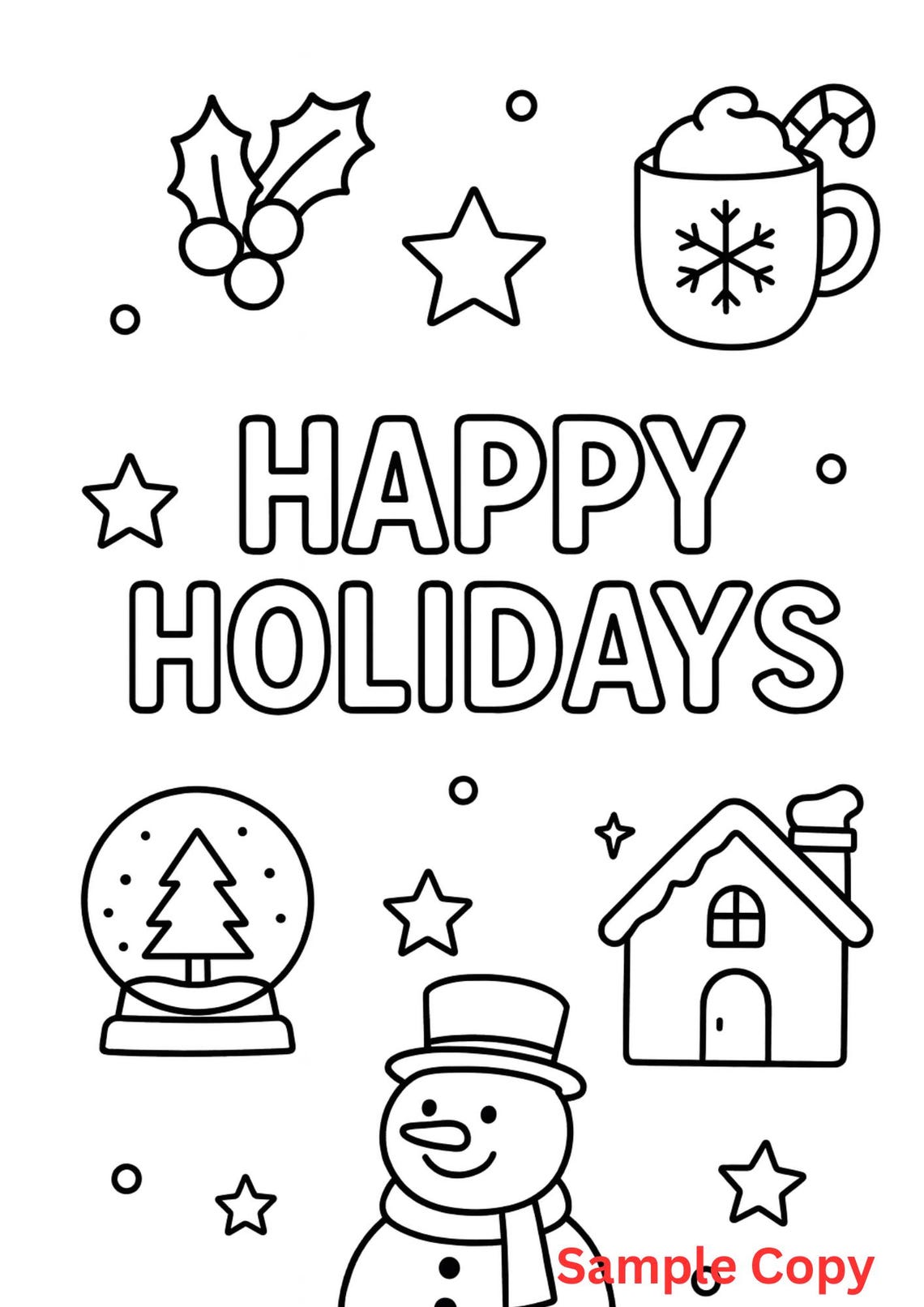 Happy Holidays Coloring Pages for Kids | 2-page Winter Coloring ...