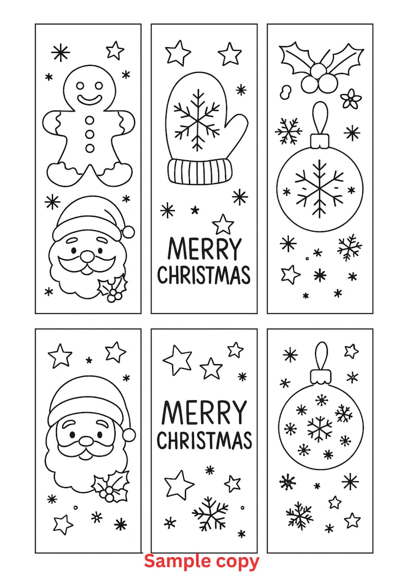 Christmas Bookmark Coloring Pages | Printable Holiday Bookmarks for ...