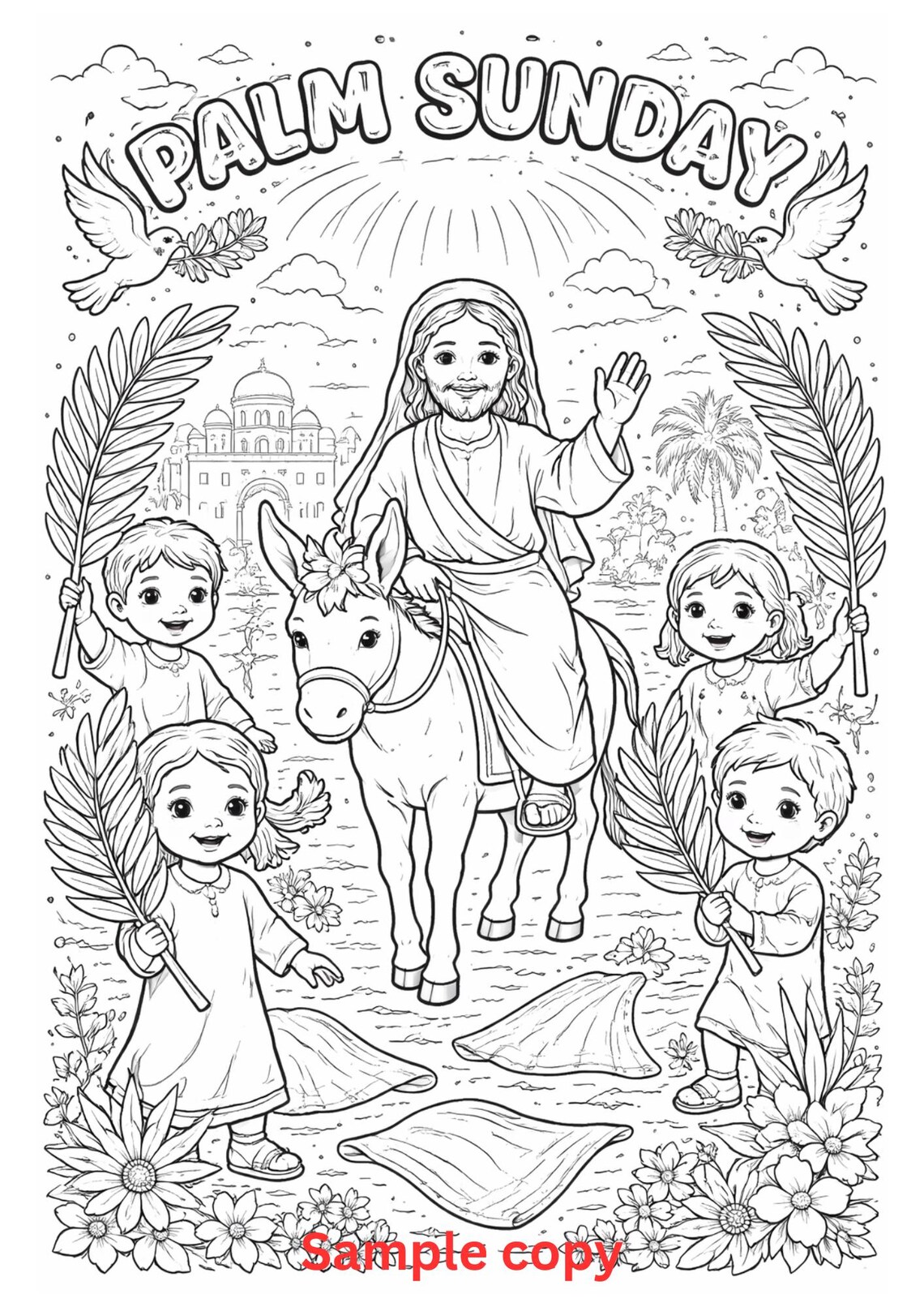 Palm Sunday Coloring Page Printable | Christian Easter Activity for ...