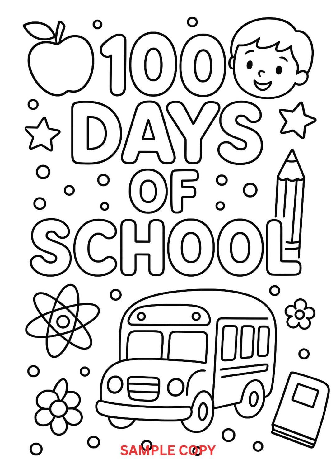 100 Days of School Coloring Pages – Printable 2-page Bundle | Kids ...