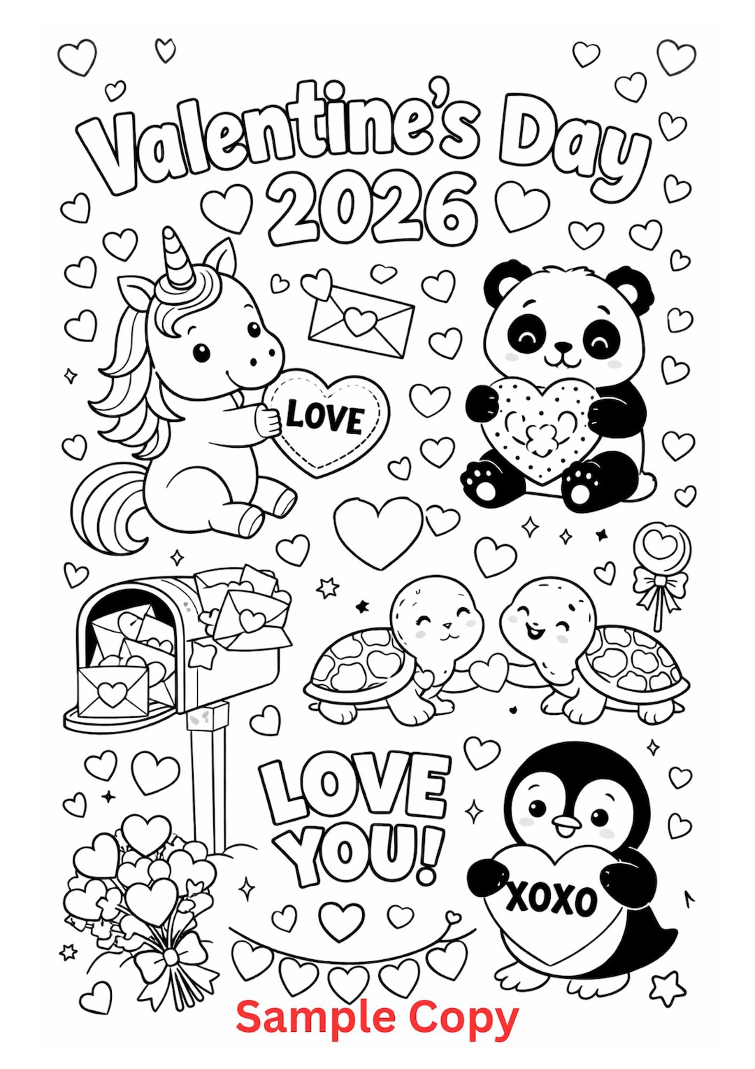 Valentine Coloring Pages for Kids | A4 Valentine’s Day 2026 Printable ...