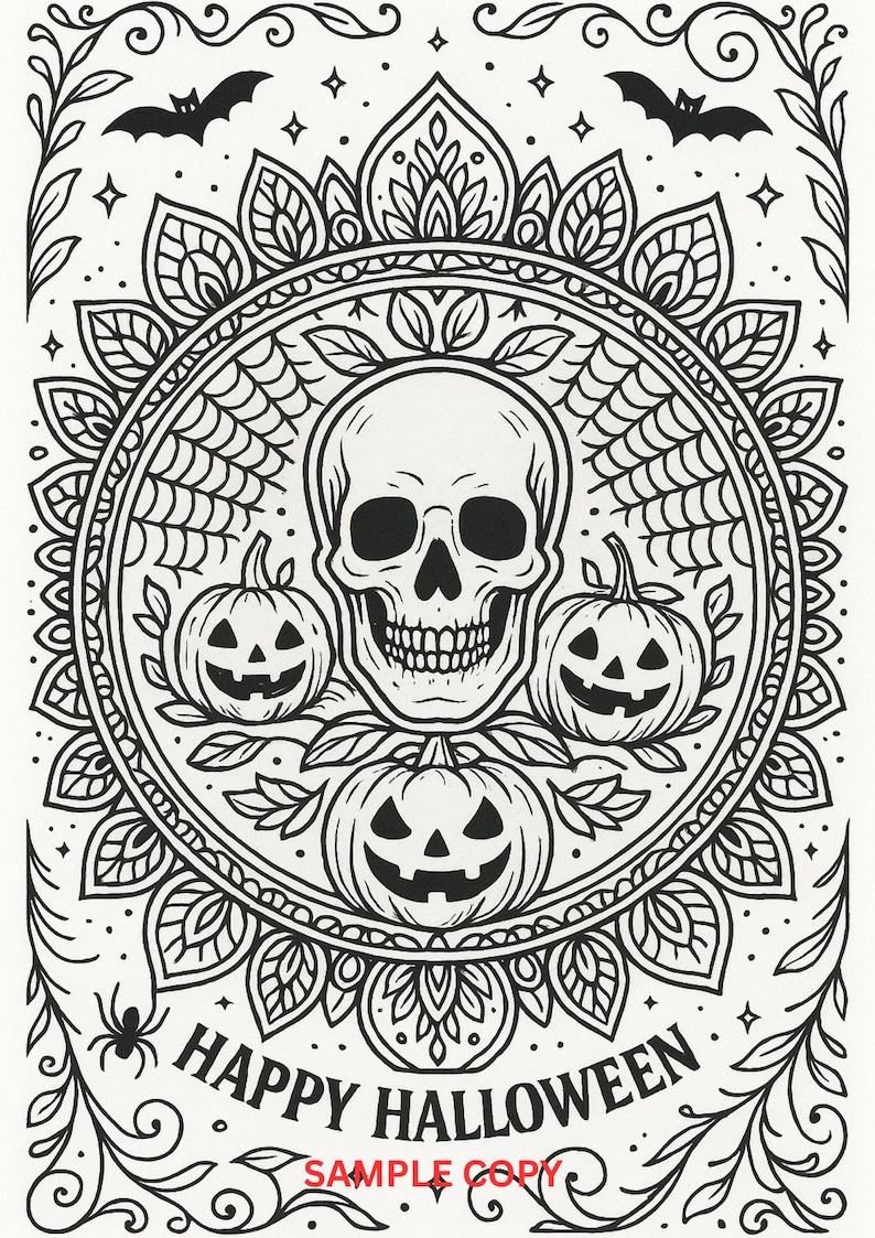 Halloween Adult Coloring Pages – 2 Printable Intricate Mandala Designs ...