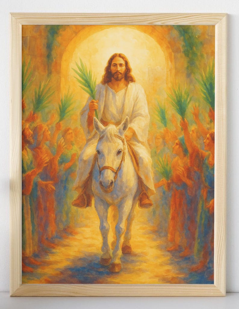 Jesus Triumphal Entry Digital Watercolor Print | Christian Wall Art ...