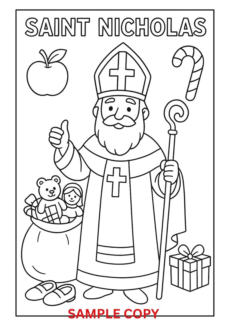 Saint Nicholas Day Colouring Pages – 2-page Printable Kids Activity ...