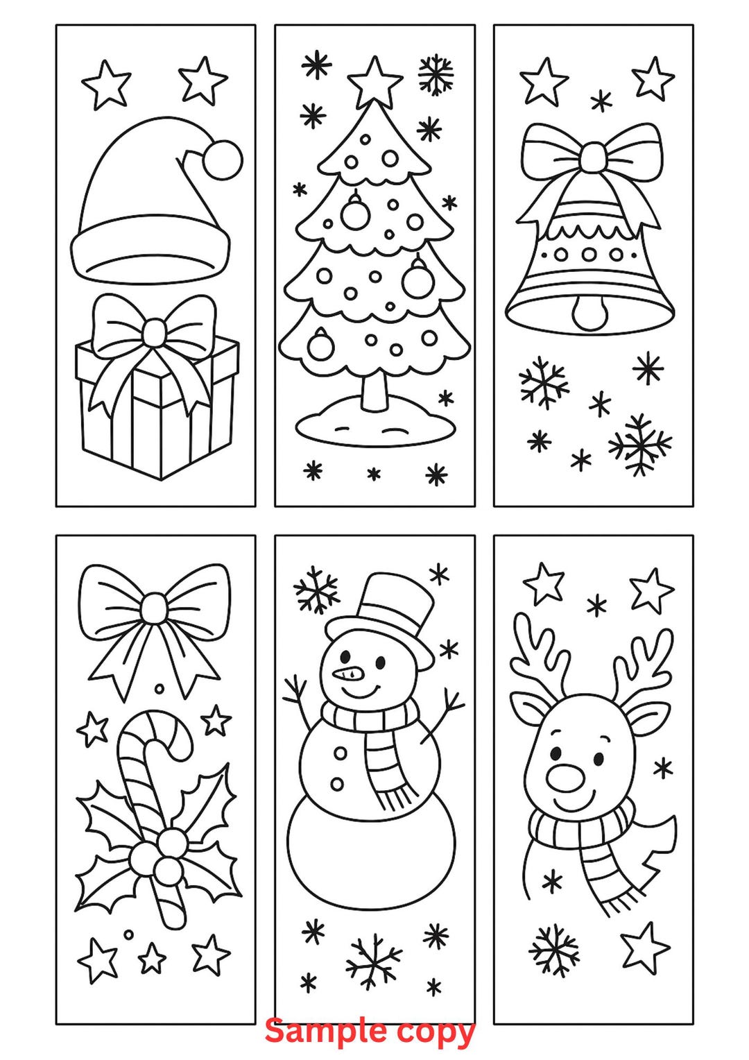 Christmas Bookmark Coloring Pages | Printable Holiday Bookmarks for ...