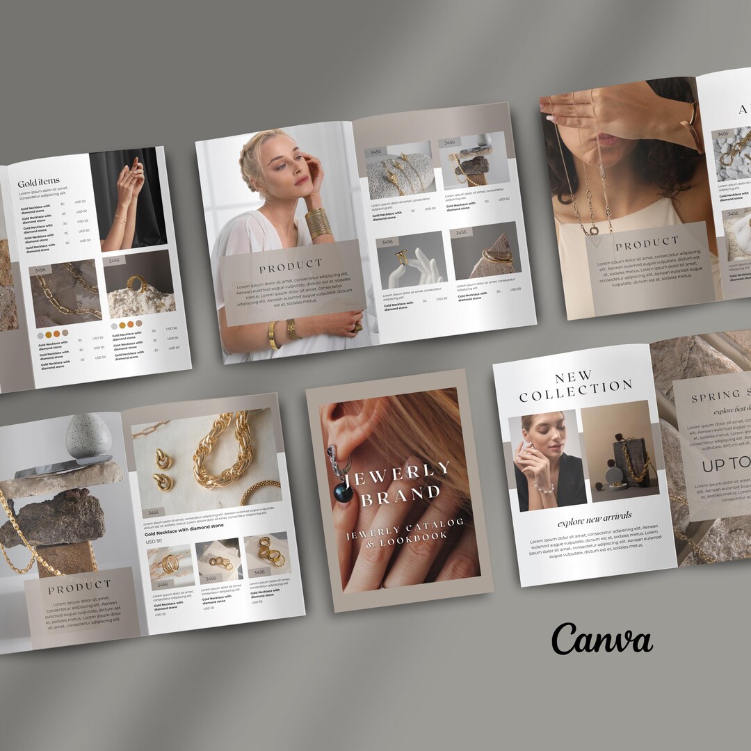 Jewelry Product Catalog Template: Editable Canva Printable Design | US ...