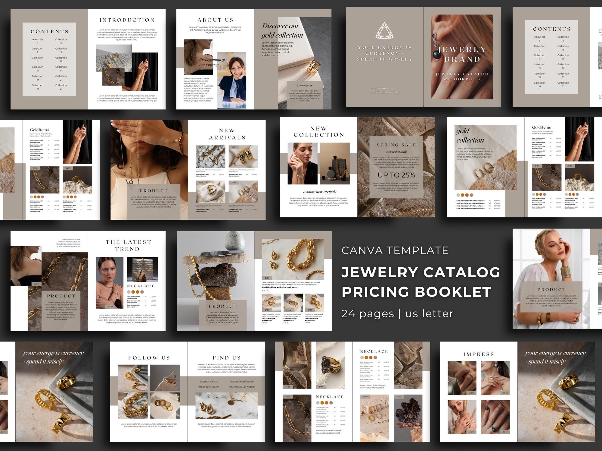 Jewelry Pricing Catalog Template | Editable Canva Booklet for Small ...