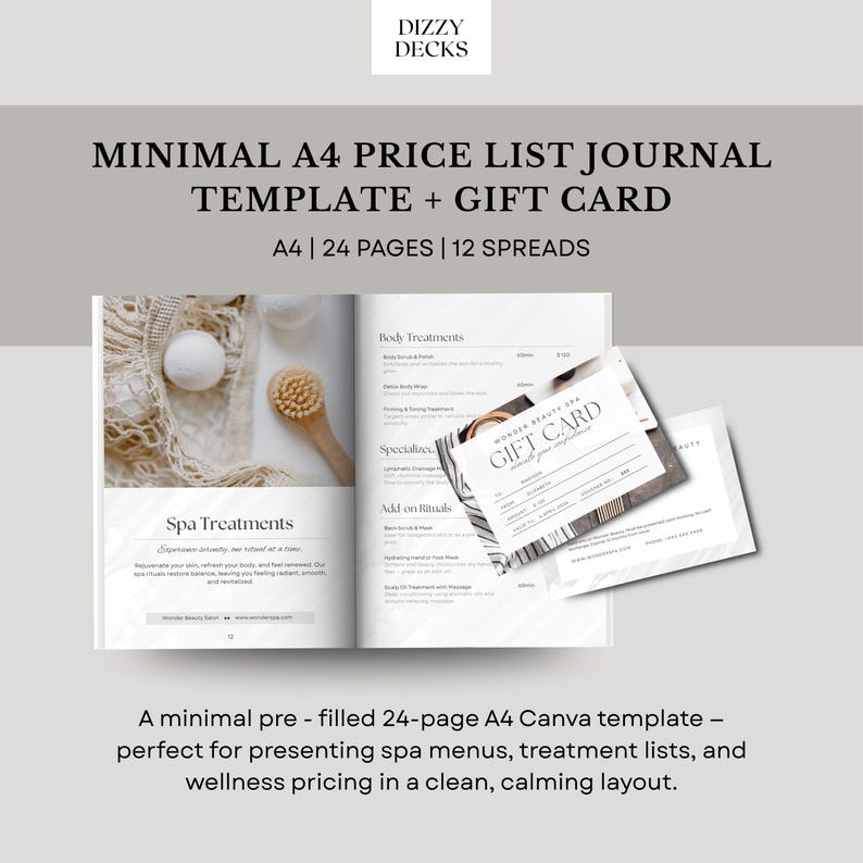 Salon Price List Template | Spa Menu | Wellness Center Price List ...