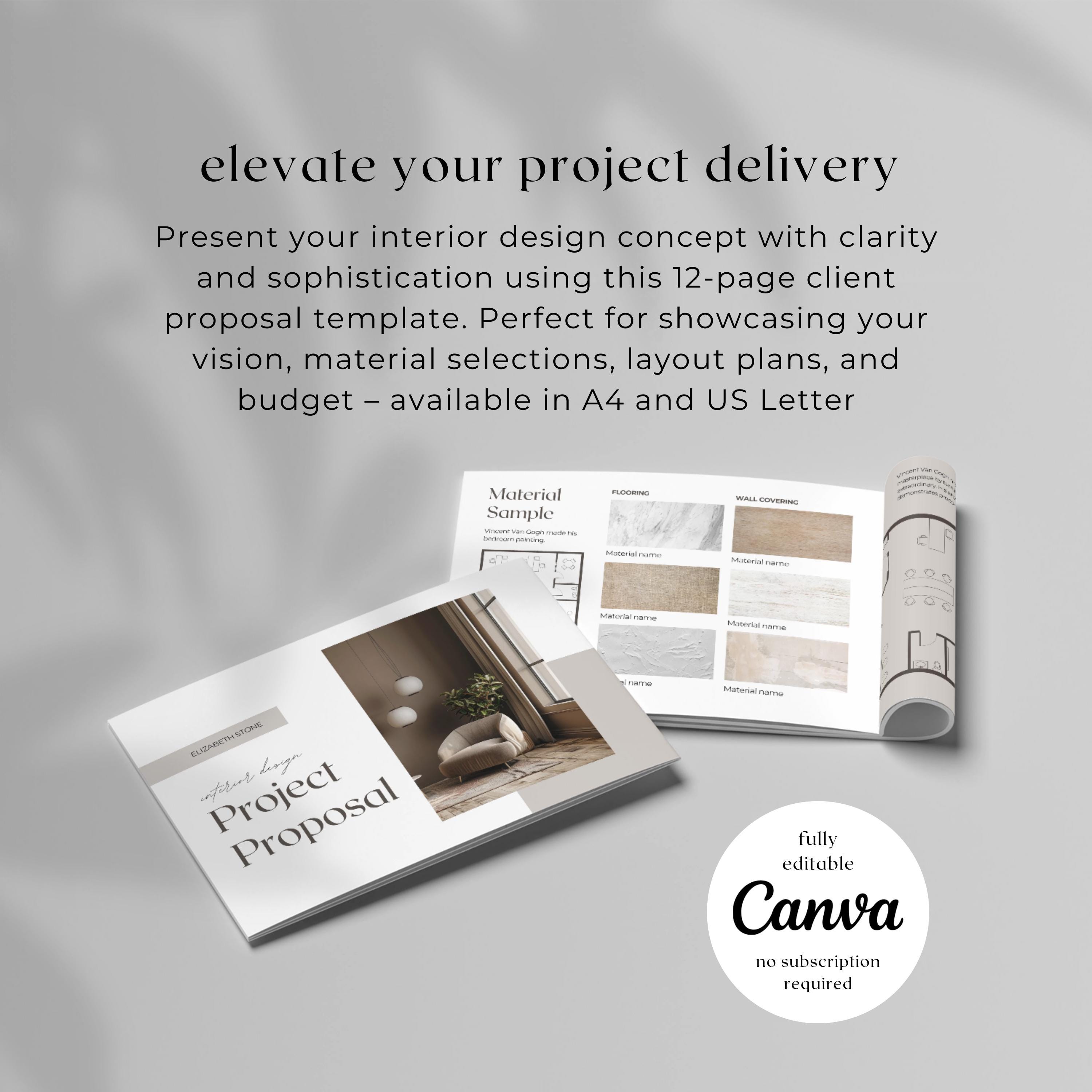 Interior Designer Project Proposal for Client Template: Editable Canva ...