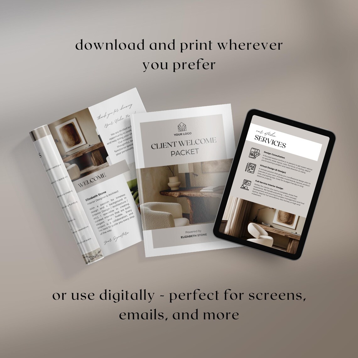 Interior Designer New Client Welcome Packet: Canva Template, Onboarding ...