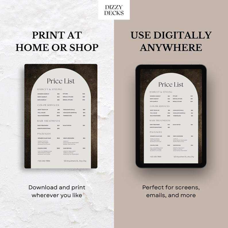 Editable Hair Salon Price List Template | Customizable Canva Template ...