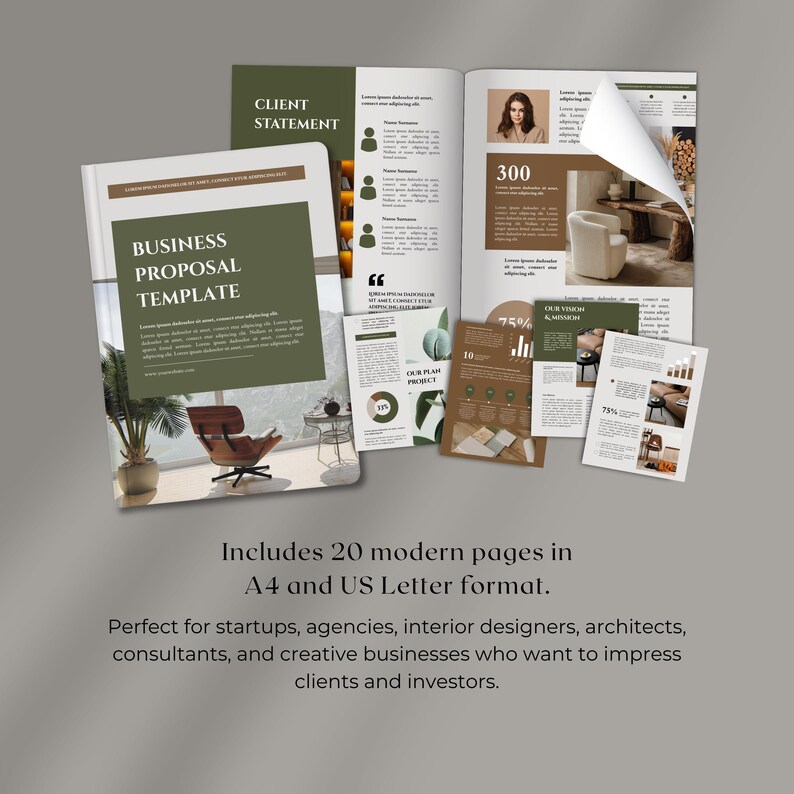 Business Proposal Booklet Template: Minimalist Startup Brochure Design ...