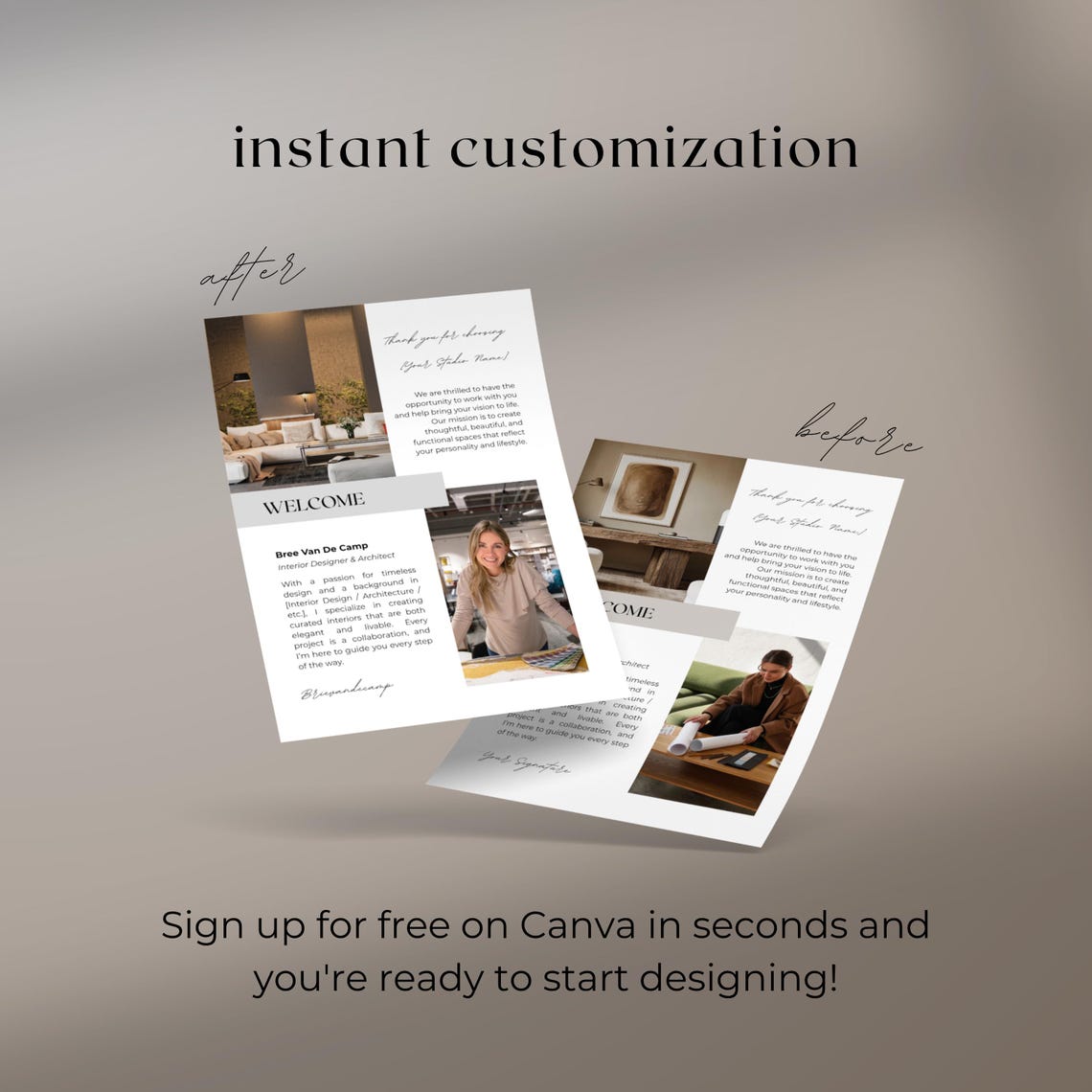 Interior Designer New Client Welcome Packet: Canva Template, Onboarding ...