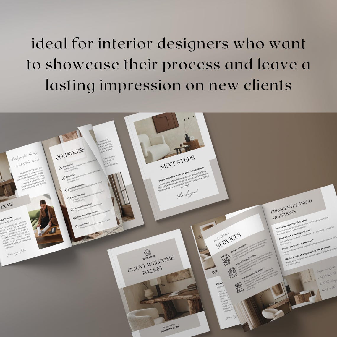 Interior Designer New Client Welcome Packet: Canva Template, Onboarding ...