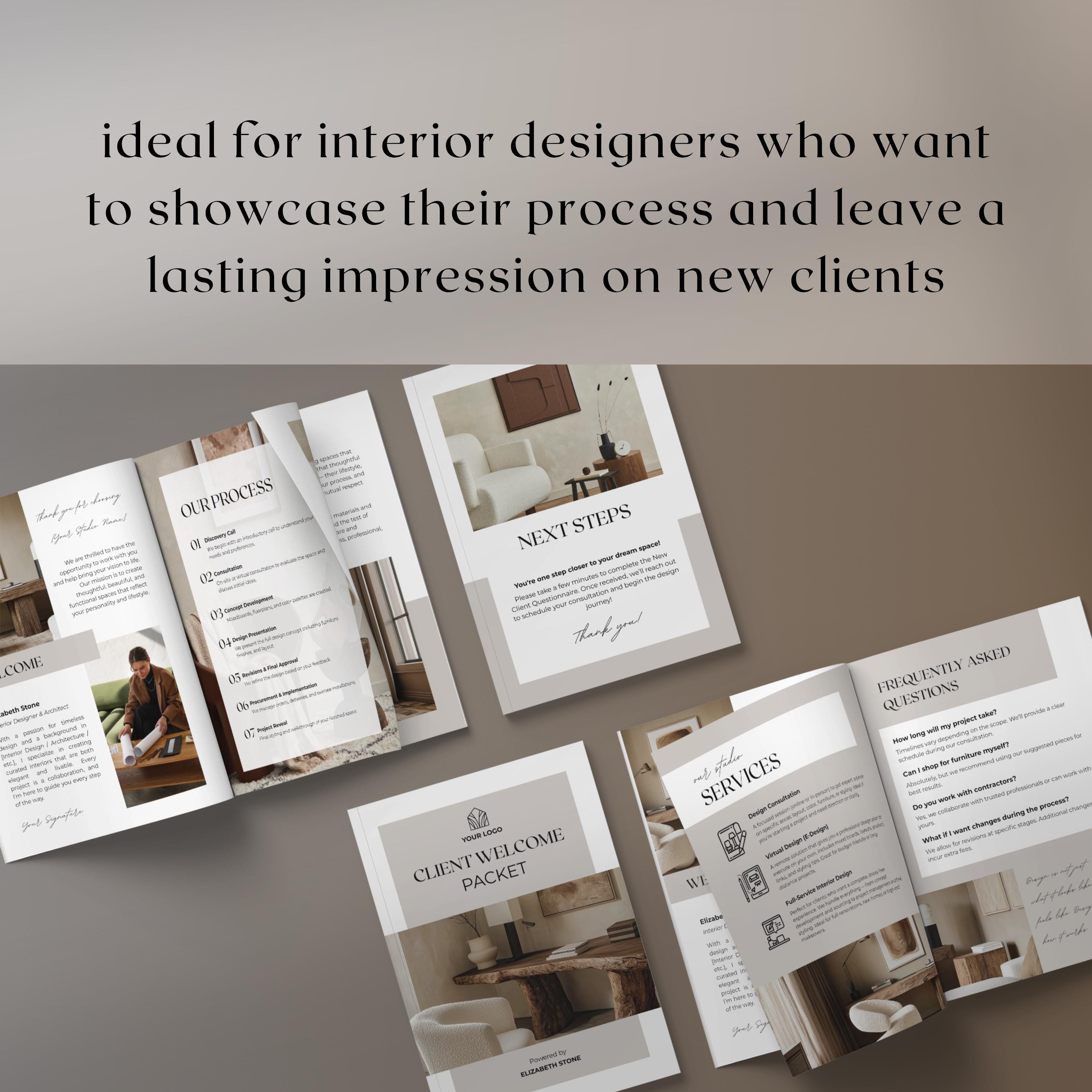 Interior Designer New Client Welcome Packet: Canva Template, Onboarding ...