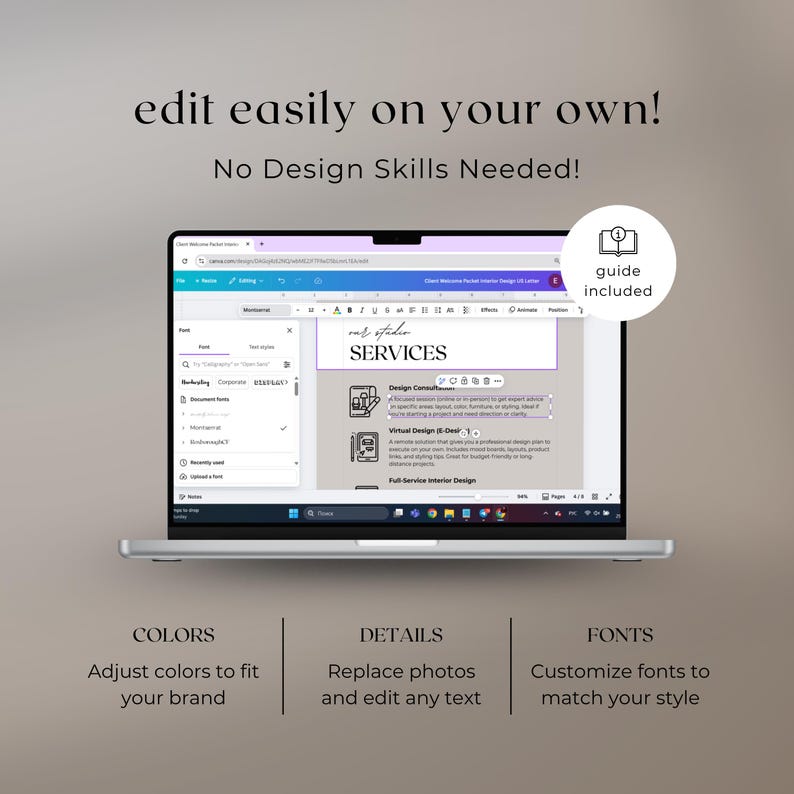 Interior Designer New Client Welcome Packet: Canva Template, Onboarding ...