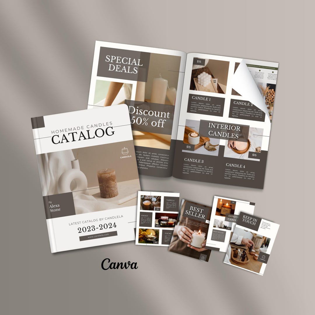 Editable Candle Catalog Template: Printable Canva Design | A4 and A5 ...