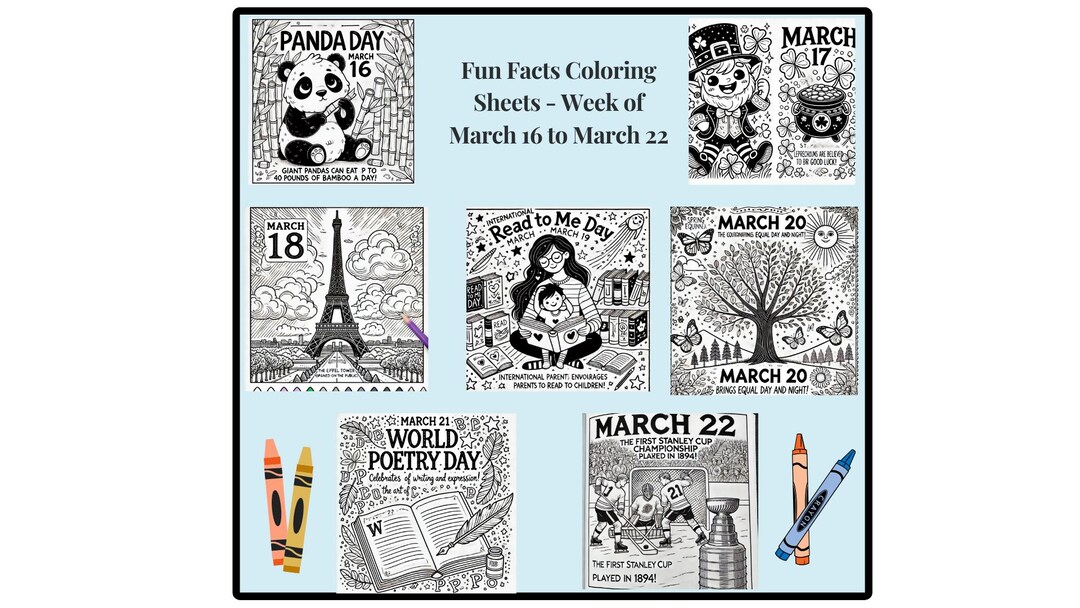 Fun Facts Coloring Pages | 3/16-3/22 Themed Printable Activity for Kids ...