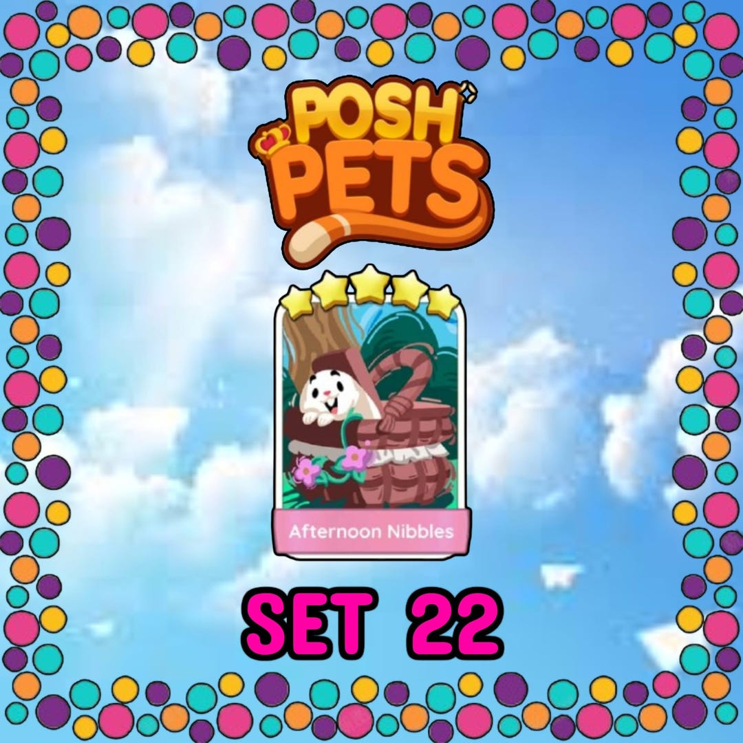 Afternoon Nibbles Set 22 - Monopoly_go Sticker 5 Stars - Posh Pets - Etsy