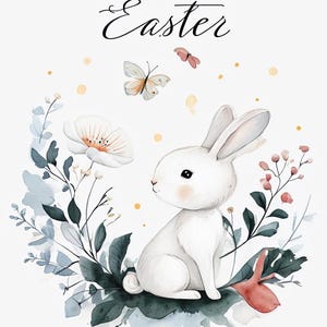 Easter, Card, Holiday, Celebrations, Bunny, Flowers, Spring - Etsy