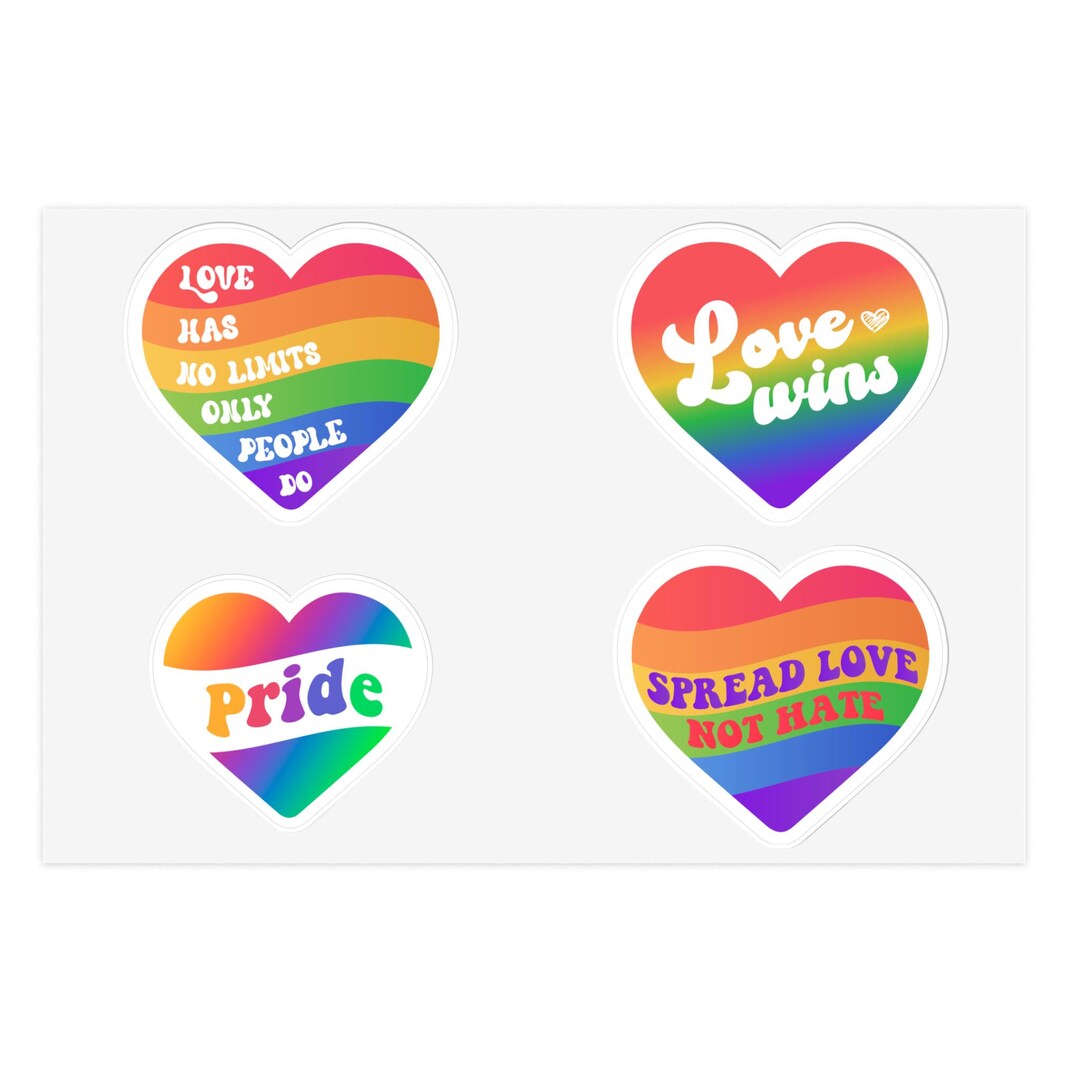 Rainbow Pride Sticker Sheets - Love Wins, Spread Love Not Hate ...