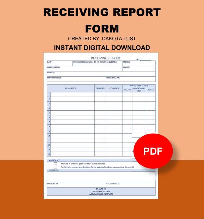 Receiving Report Form - Etsy