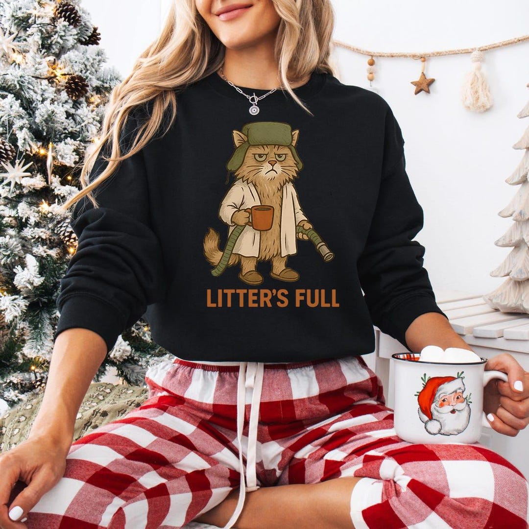 The Original Litter's Full Christmas Vacation Cat Sweatshirt: Christmas ...