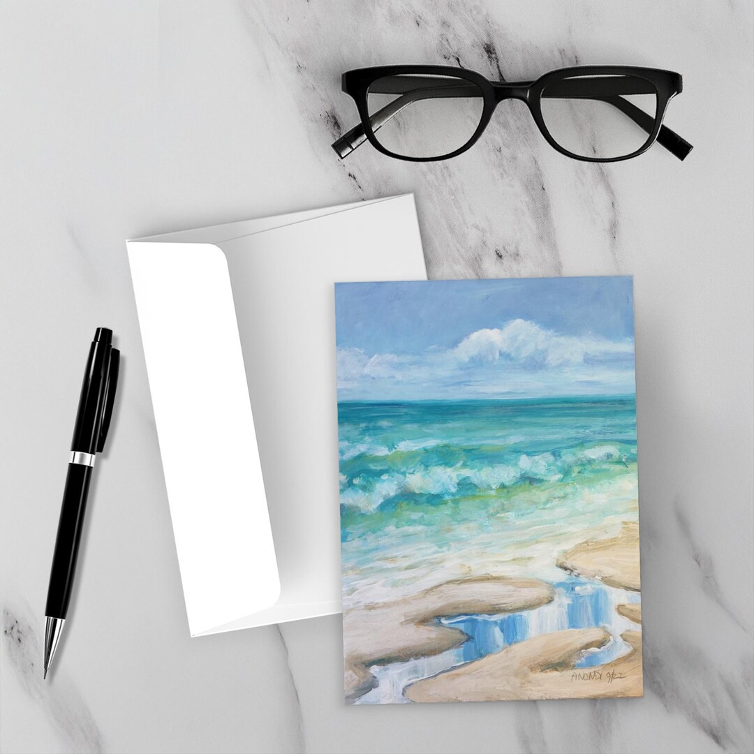 Folded Cards "reflections on Turquoise" 5"x7" With Envelopes, Blank ...