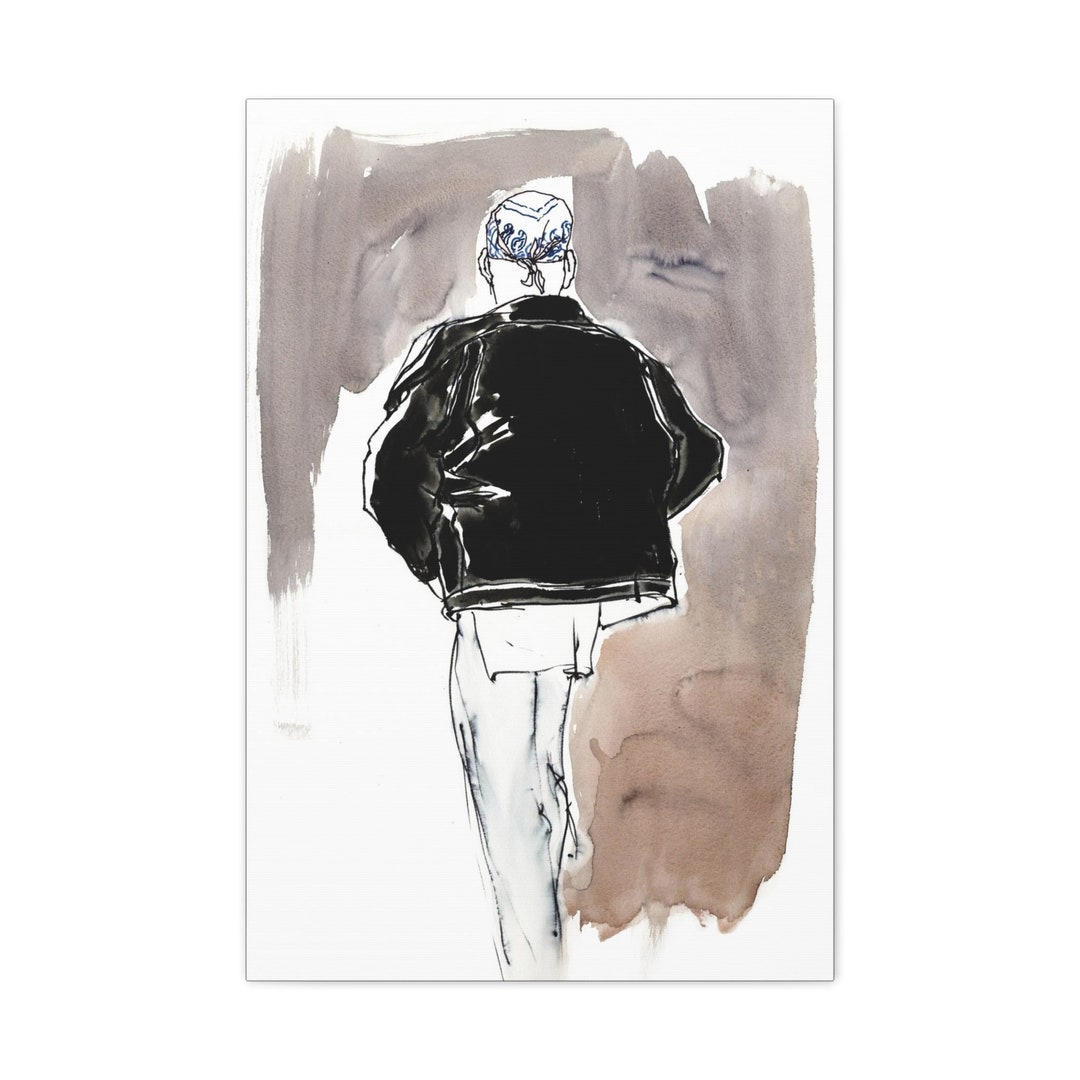 Male Figure Art, "man in Jacket" Print on Canvas, Fashion Illustration ...