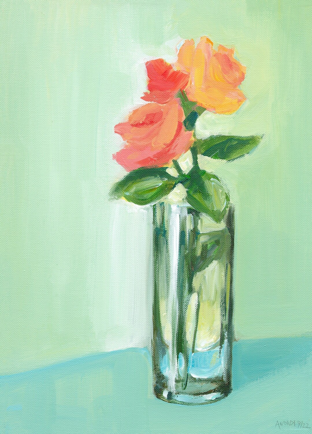 Original Painting, Simple Joy, Roses in a Vase, Wall Art Acrylic on ...