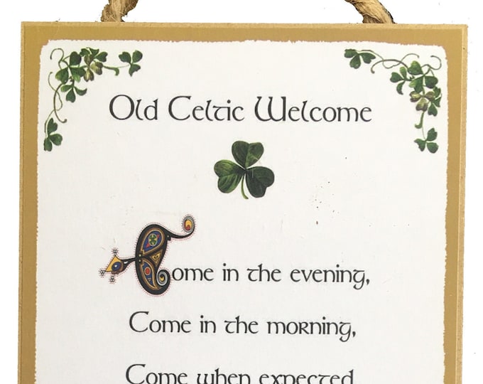 Old Celtic Welcome Irish Home Blessing 5x10 Inch Hanging Wooden Plaque ...