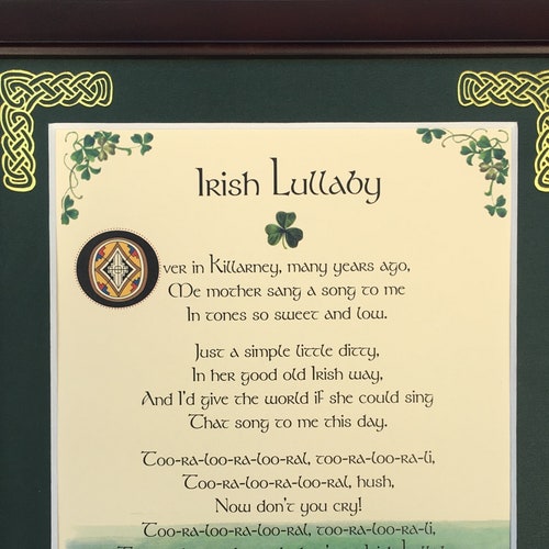Irish Lullaby Framed Song Lyrics Personalize With Name - Etsy
