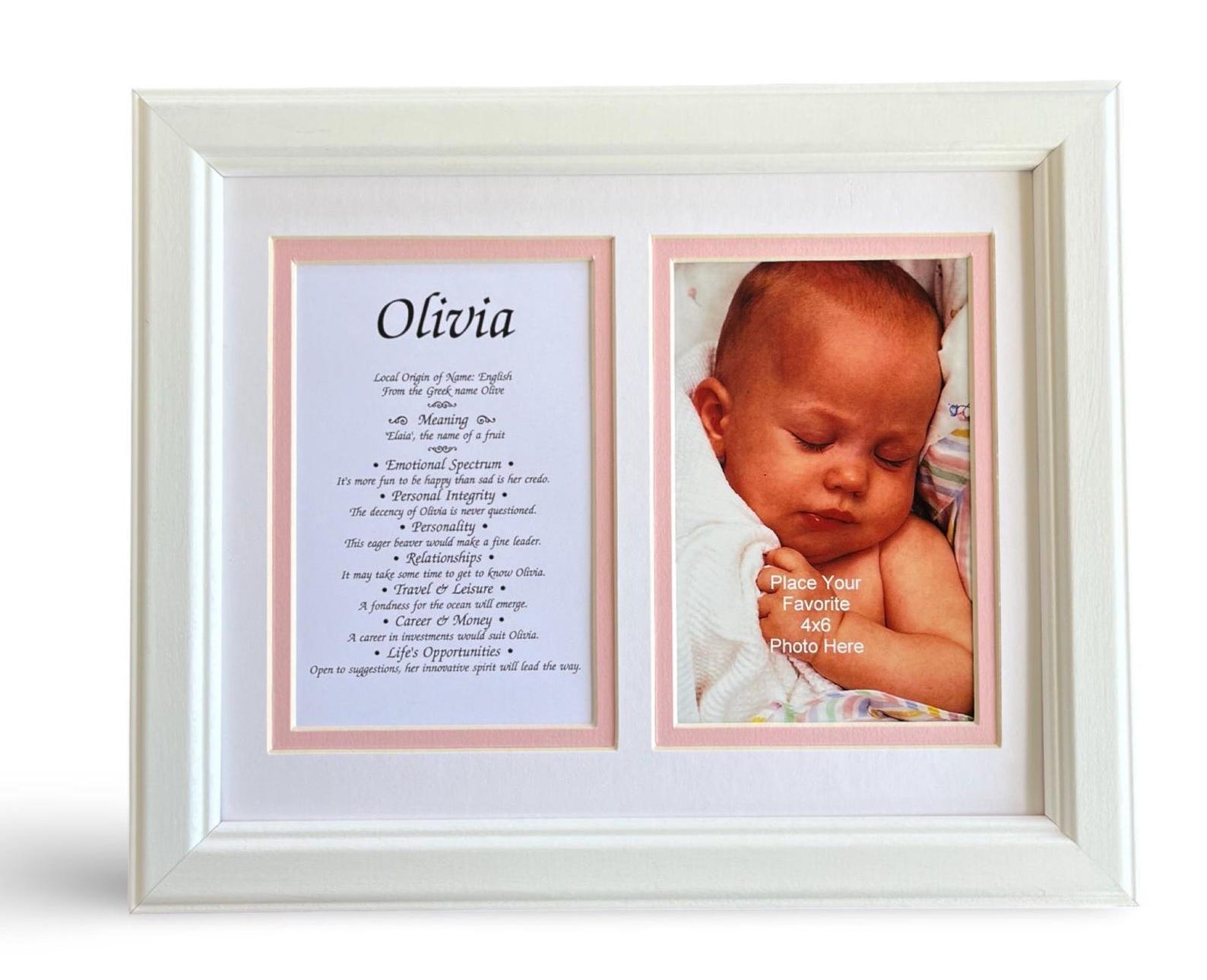 Personalized First Name Origin Meaning Print Framed Matted Gift Baby ...