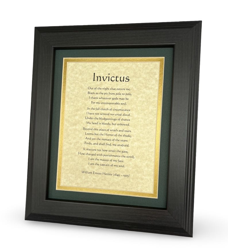 Invictus Framed Print - Inspirational Poetry Wall Art Decor Gift - Etsy